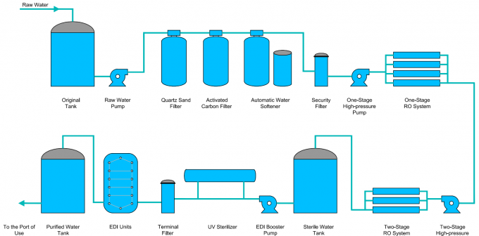 RO Water Purification System EDI Water Treatment Plant For Pharmaceutical