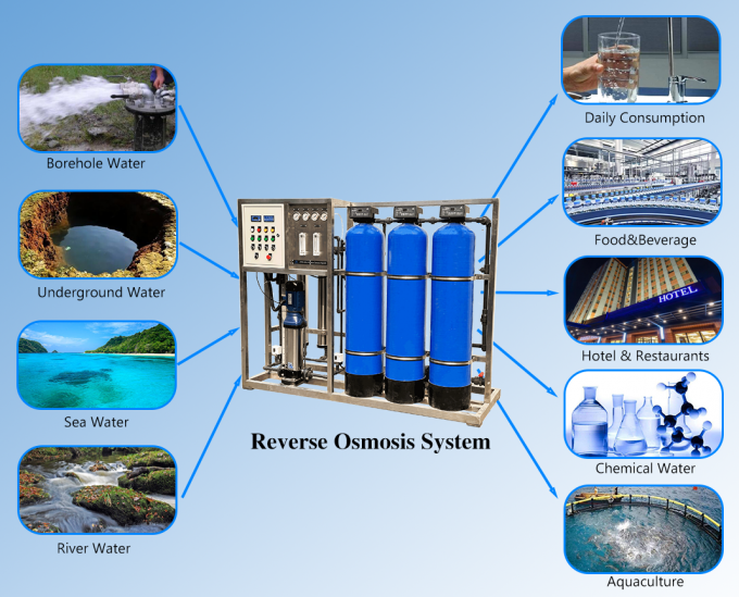 2.2KW Reverse Osmosis Water System Treatment Plant 1000Lph